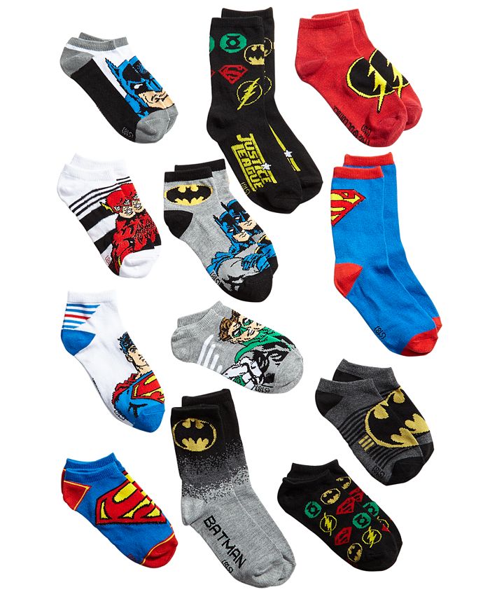 DC Comics Little Boys 12-Pk. Justice League Socks Boxed Set - Macy's