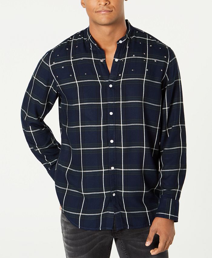 INC International Concepts I.N.C. Men's Studded Windowpane Shirt ...