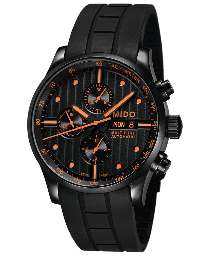 Mido Men's Swiss Automatic Multifort Black Rubber Strap Watch 44mm - Macy's