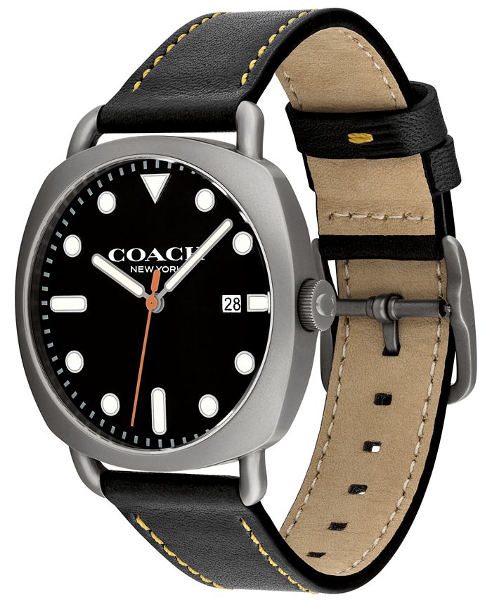 COACH Men's Tatum Black Leather Strap Watch 40mm & Reviews - Macy's