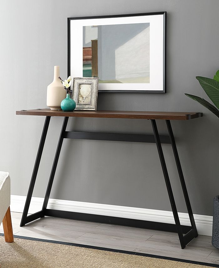 Walker Edison 46 inch Metal Wrap Entry Table in Dark Walnut - Macy's