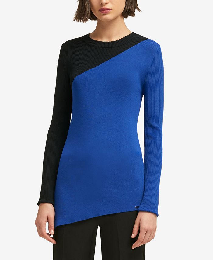 DKNY Asymmetrical Colorblocked Sweater - Macy's
