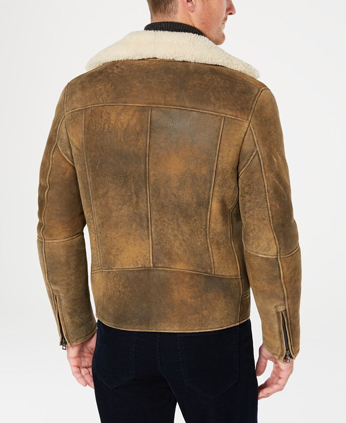 Michael Kors Men's Shearling Biker Jacket - Macy's