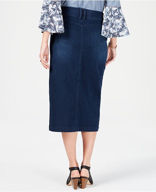 Style & Co Button-Front Midi Denim Skirt, Created for Macy's - Skirts - Women - Macy's