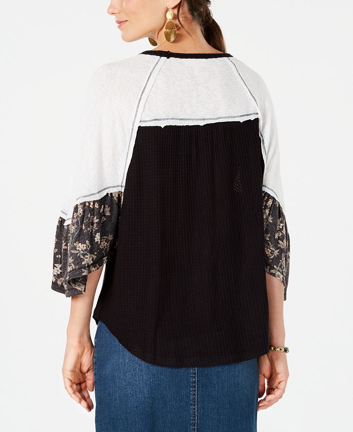 Style & Co Colorblocked Mixed-Media Top, Created for Macy's - Macy's