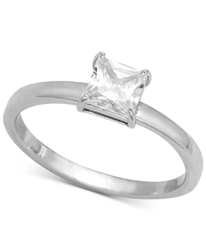 Giani Bernini Cubic Zirconia Square Stone Ring in Sterling Silver, Created for Macy's - Macy's