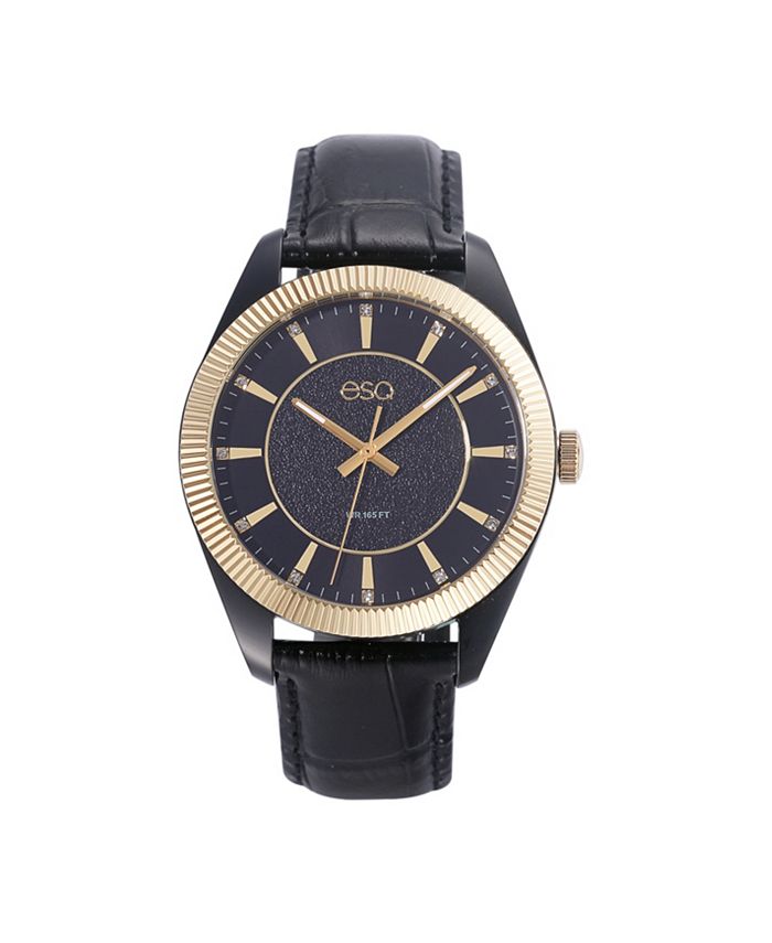 ESQ Men's Black IP Stainless Steel Watch with Black Dial and Crystal ...