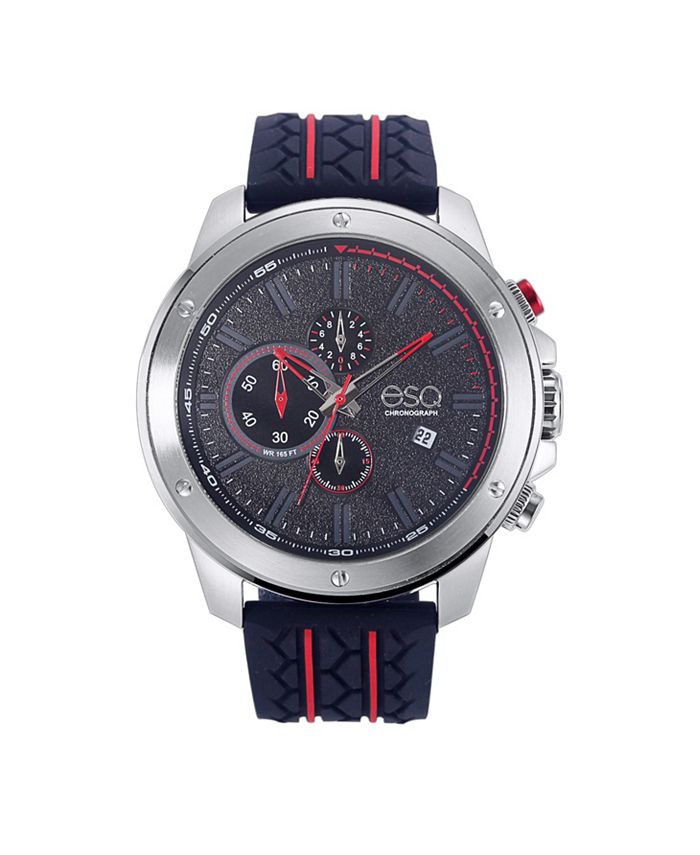 ESQ Men's Stainless Steel Chronograph Watch, Date Window and Silicone ...