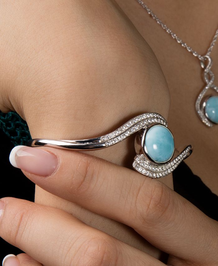 Marahlago Larimar & White Sapphire (3/8 ct. t.w.) Cuff Bracelet in ...