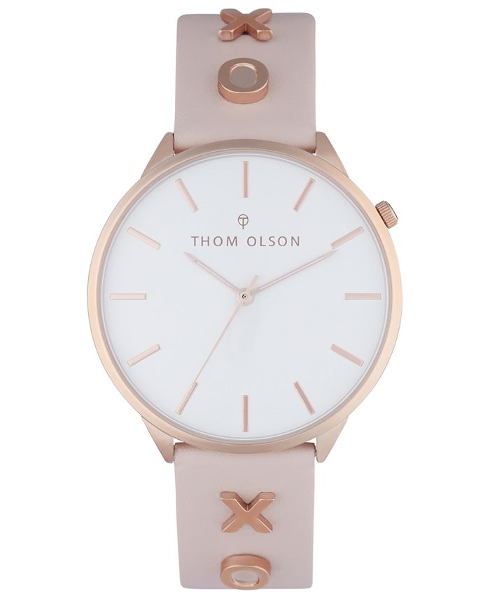 Thom Olson Women's Blush Leather Strap Watch 40mm - Macy's