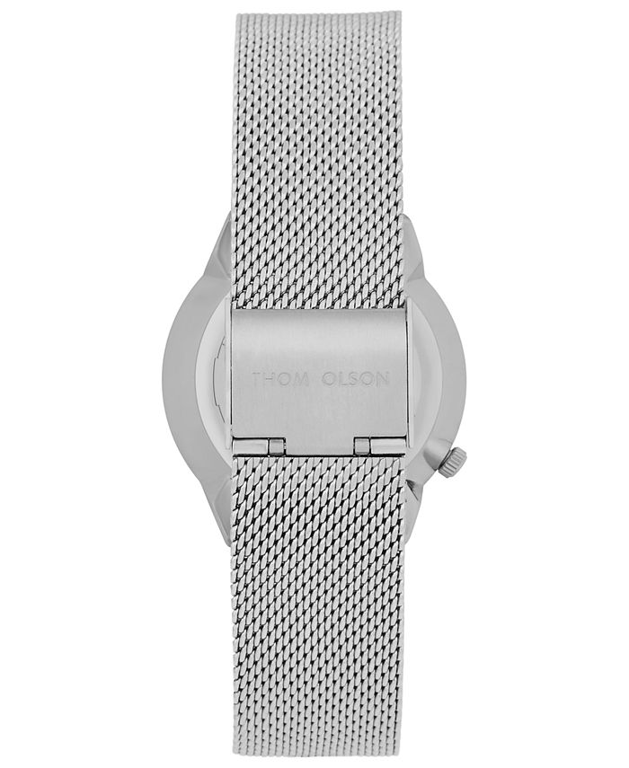 Thom Olson Women's Silver-Tone Mesh Bracelet Watch 34mm - Macy's
