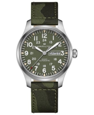 Hamilton Men's Swiss Automatic Khaki Field Green Camouflage Fabric ...