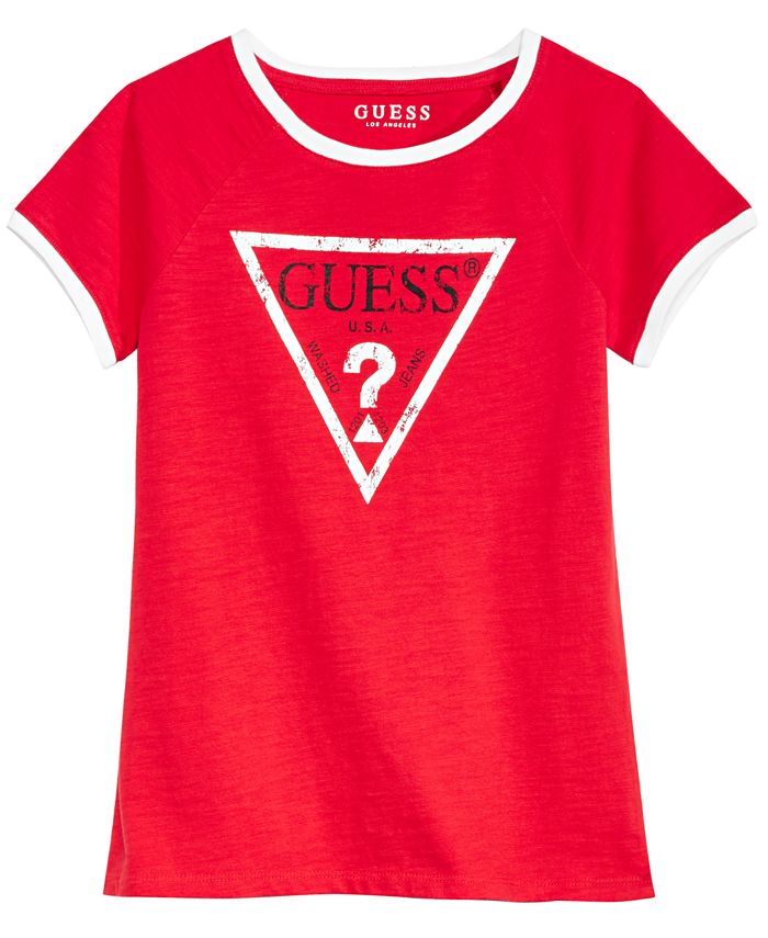 GUESS Big Girls Ringer Logo Cotton T-Shirt - Macy's