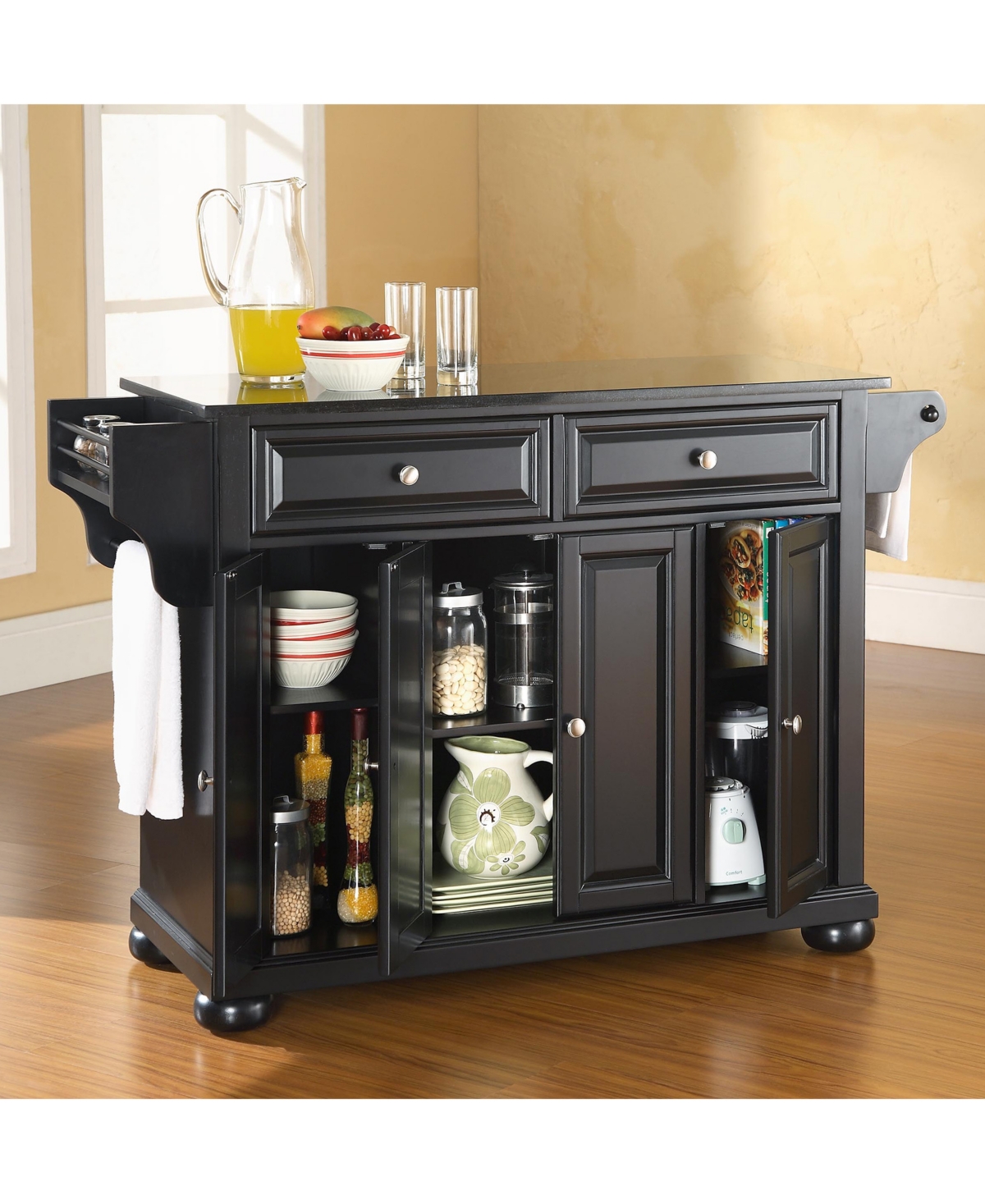 Click here for Alexandria Solid Black Granite Top Kitchen Island... prices
