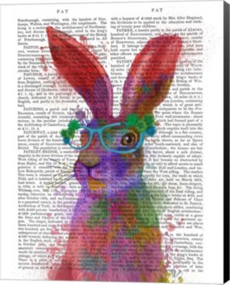 Rainbow Splash Rabbit 2, Portrait By Fab Funky Canvas Art - Macy's