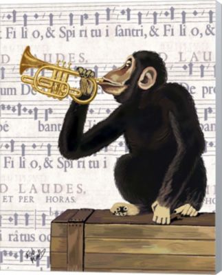 Monkey Playing Trumpet By Fab Funky Canvas Art - Macy's