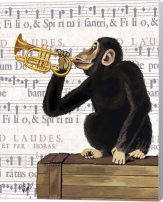 Monkey Playing Trumpet By Fab Funky Canvas Art - Macy's