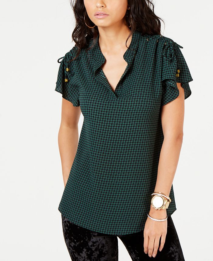 Michael Kors MICHAEL Micheal Kors Lace-Up-Shoulder Top - Macy's