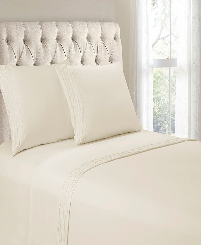 Cathay Home Inc. Hudson & Main Diamond Ruched Hem 4 Pieces King Sheet ...