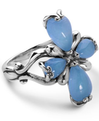 Carolyn Pollack Blue Jade Cross Ring in Sterling Silver - Macy's