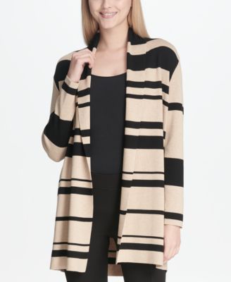 Calvin Klein Striped Open-Front Cardigan - Macy's