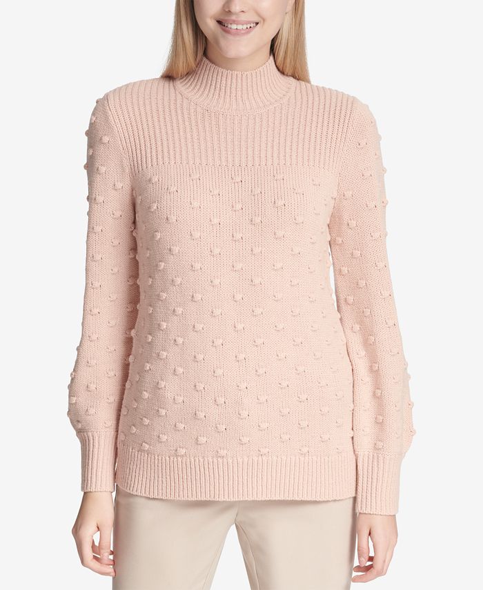 Calvin Klein Popcorn-Knit Mock Turtleneck Sweater - Macy's