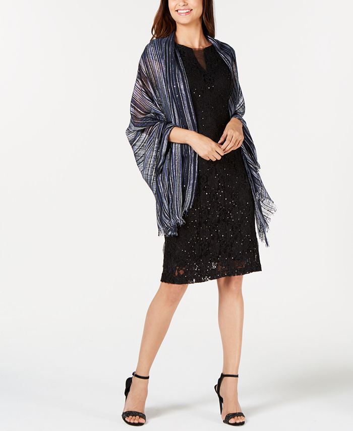 Cejon Metallic Railroad Striped Wrap - Macy's