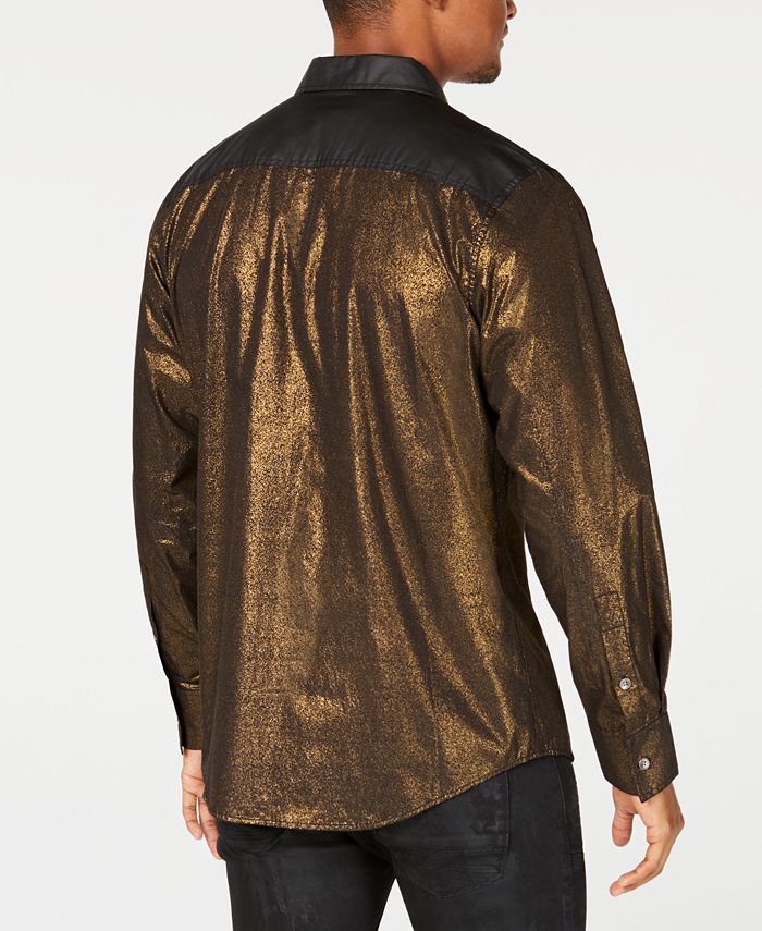 INC International Concepts I.N.C. Men's Colorblocked Metallic Shirt ...