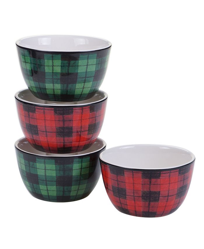Tracy Porter Certified International Winter's Plaid 4-Pc. Ice Cream ...