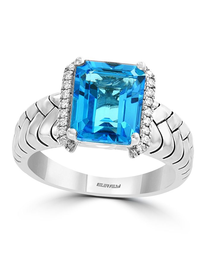 EFFY Collection EFFY® Blue Topaz (4 ct. t.w.) and Diamond (1/10 ct. t.w ...