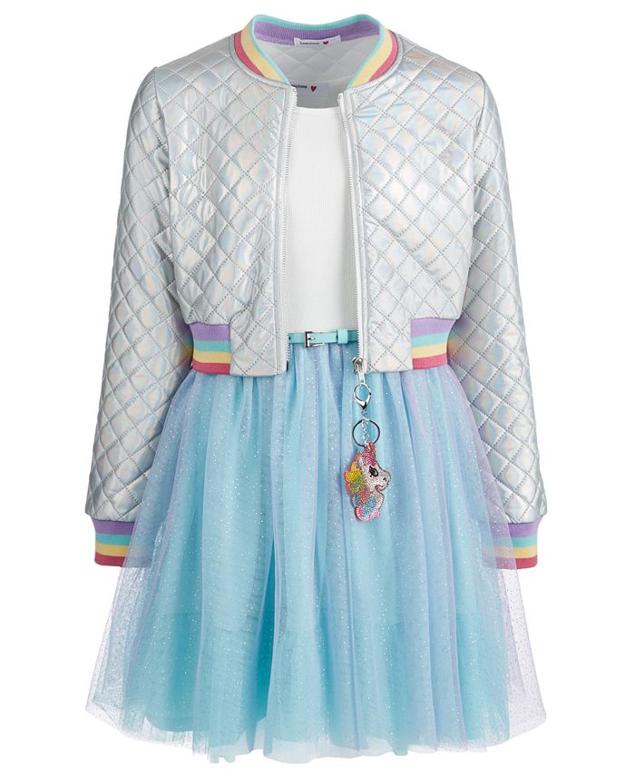 Beautees Big Girls 2-Pc. Quilted Bomber Jacket & Dress Set - Macy's
