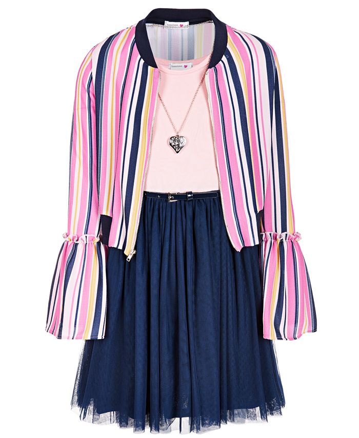 Beautees Big Girls 2-Pc. Bell-Sleeve Bomber Jacket & Dress Set - Macy's