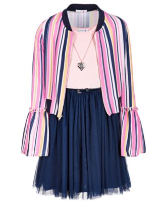 Beautees Big Girls 2-Pc. Bell-Sleeve Bomber Jacket & Dress Set - Macy's