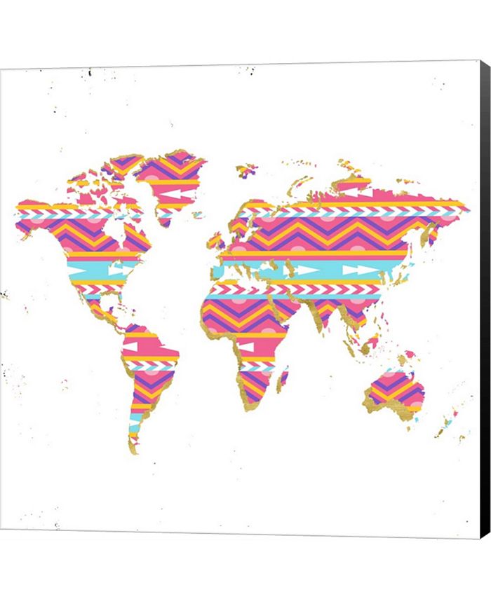 Metaverse World Map Kilim & Gold by Ramona Murdock Canvas Art - Macy's