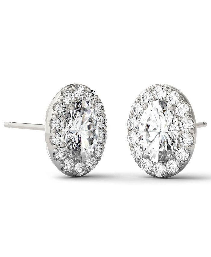 Charles & Colvard Moissanite Oval Halo Earrings (2-1/5 ct. tw. Diamond ...