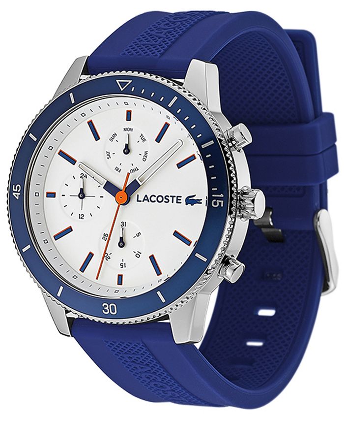 Lacoste Men's Chronograph Key West Blue Rubber Strap Watch 44mm - Macy's