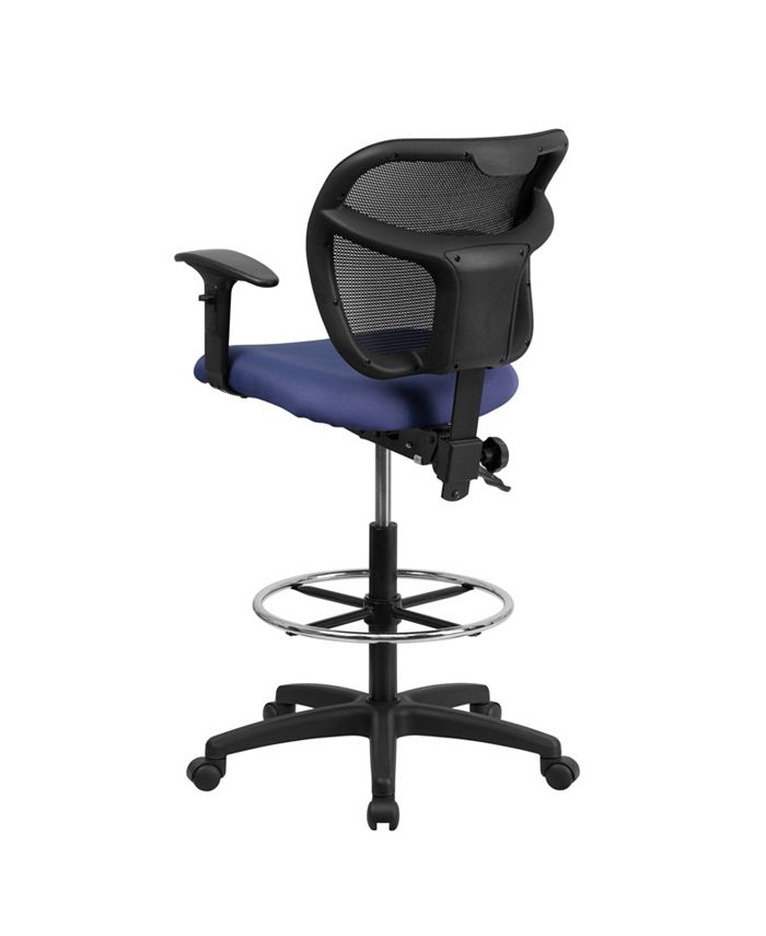 Flash Furniture Mid-Back Navy Blue Mesh Drafting Chair With Adjustable ...
