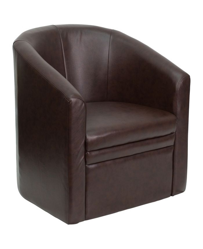 Flash Furniture Brown Leather Barrel-Shaped Guest Chair - Macy's