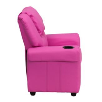 Flash Furniture Contemporary Hot Pink Vinyl Kids Recliner With Cup ...