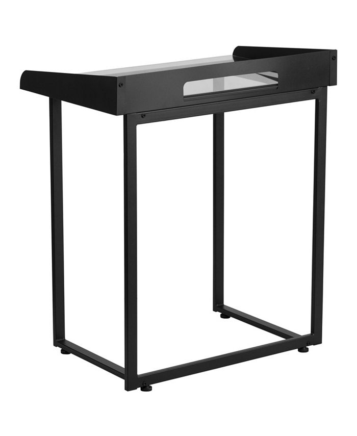 Flash Furniture Contemporary Desk With Clear Tempered Glass And Black ...