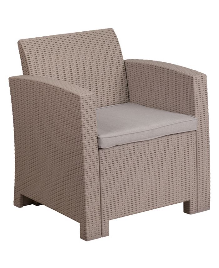 Flash Furniture Light Gray Faux Rattan Chair With All-Weather Light ...