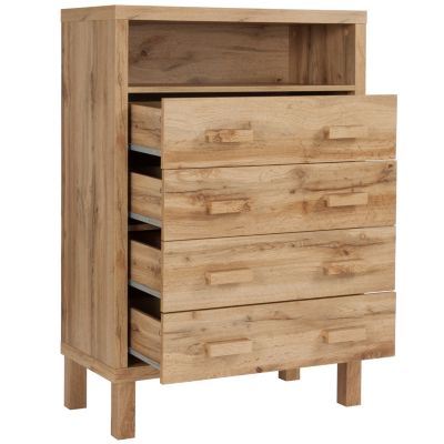 Heritage Collection Chest Of Drawers With Open Storage In Rustic Oak ...