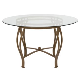 Syracuse 48'' Round Glass Dining Table With Matte Gold Metal Frame - Macy's