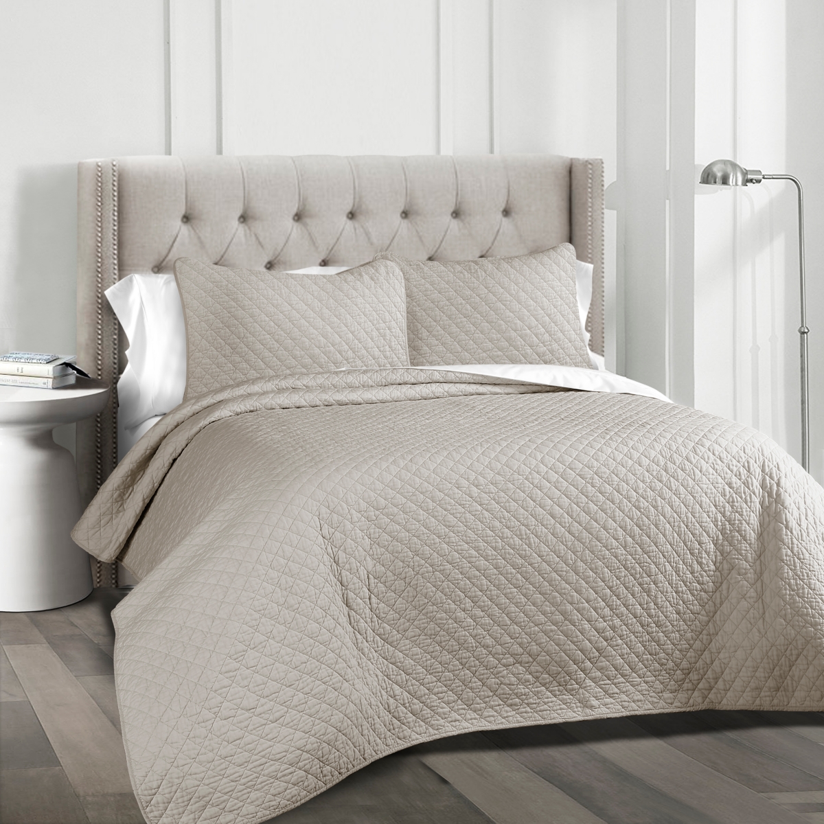 Click here for Lush Decor Ava Cotton 3-Pc. Quilt Set  King - Gray prices