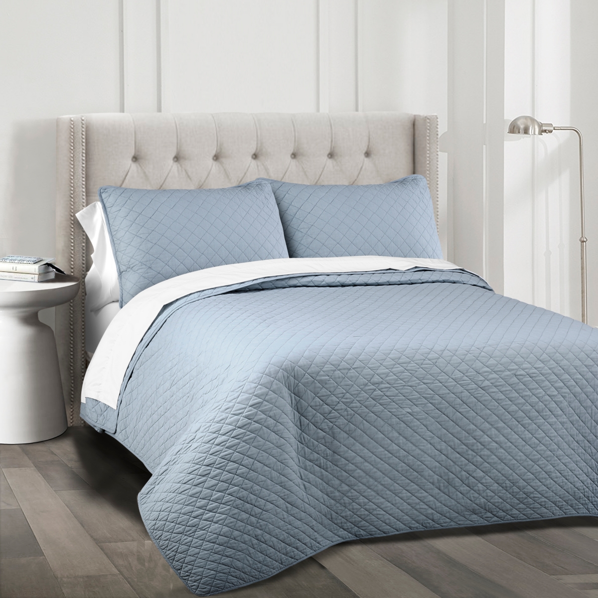 Click here for Lush Decor Ava Cotton 3-Pc. Quilt Set  King - Blue prices
