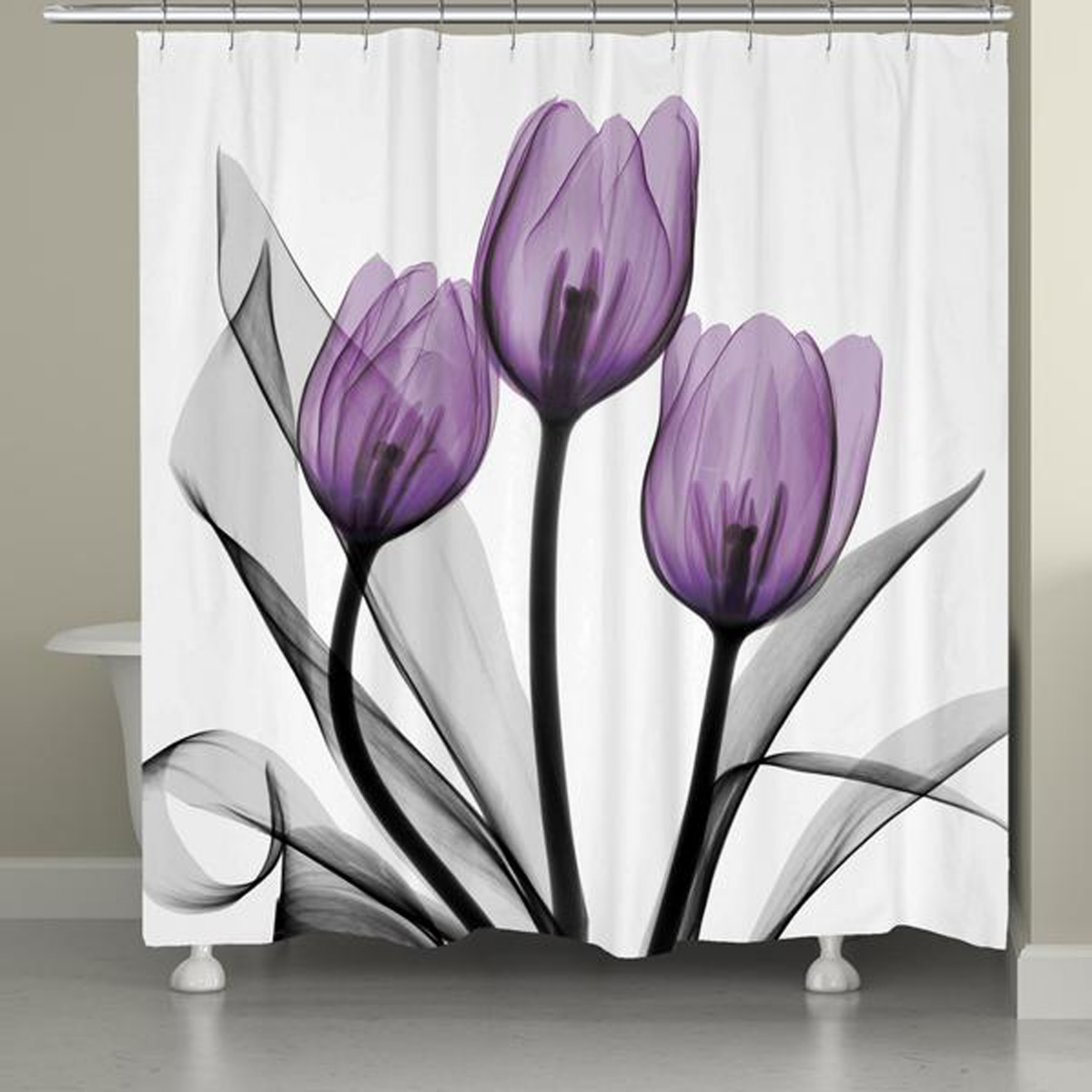 Click here for Laural Home Tulips Shower Curtain  71 x 72 - Purpl... prices
