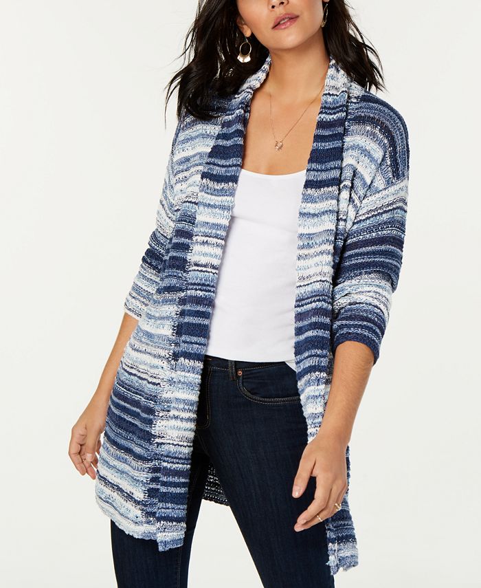 Style & Co Petite Marled-Striped Open-Front Cardigan, Created for Macy ...
