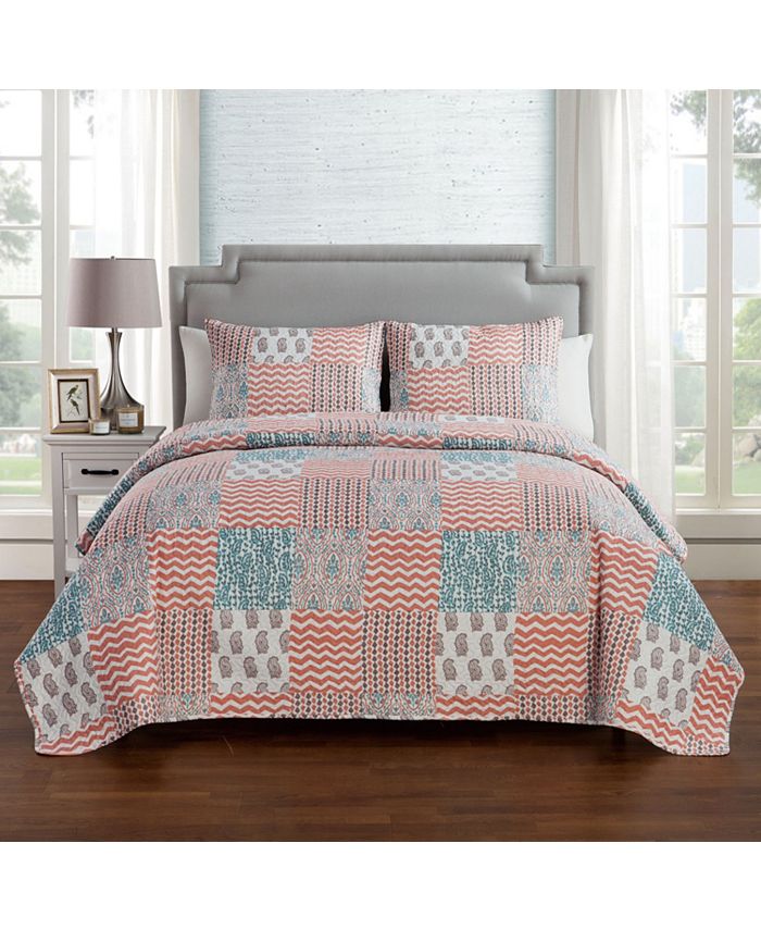 VCNY Home Anna 3-Pc. Patchwork Full/Queen Quilt Set - Macy's