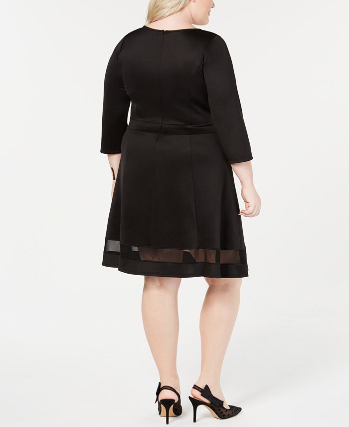 Love Squared Trendy Plus Size Illusion Fit And Flare Dress Macys