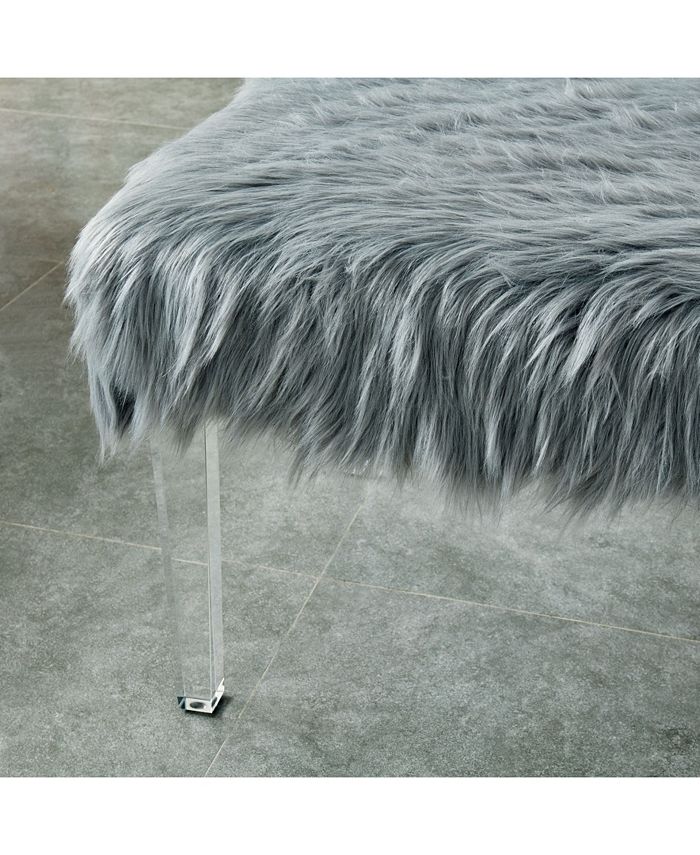Furniture of America Raven II Faux Fur Acrylic Bench - Macy's